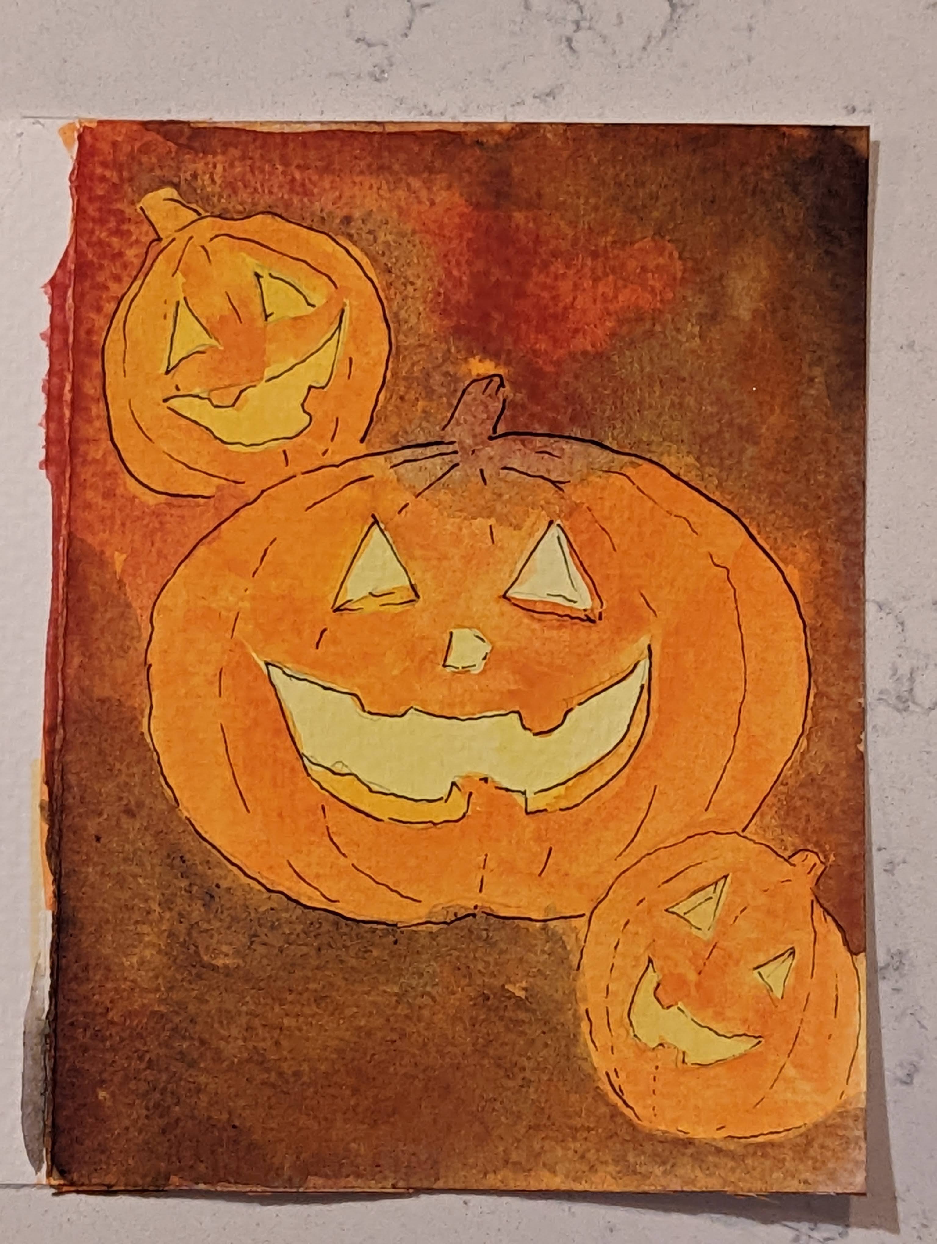 Early Halloween Watercolor Card Idea : r/cardmaking